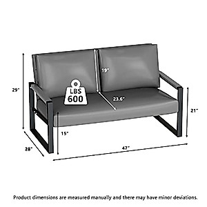 Hooseng Modern Leather Loveseat Sofa, Living Room 2 Seater Sofa Couch with Extra-Large Ergonomic Cushion, Sturdy Metal Frame w/Anti-Scratch Foot Mats for Apartment, Small Space