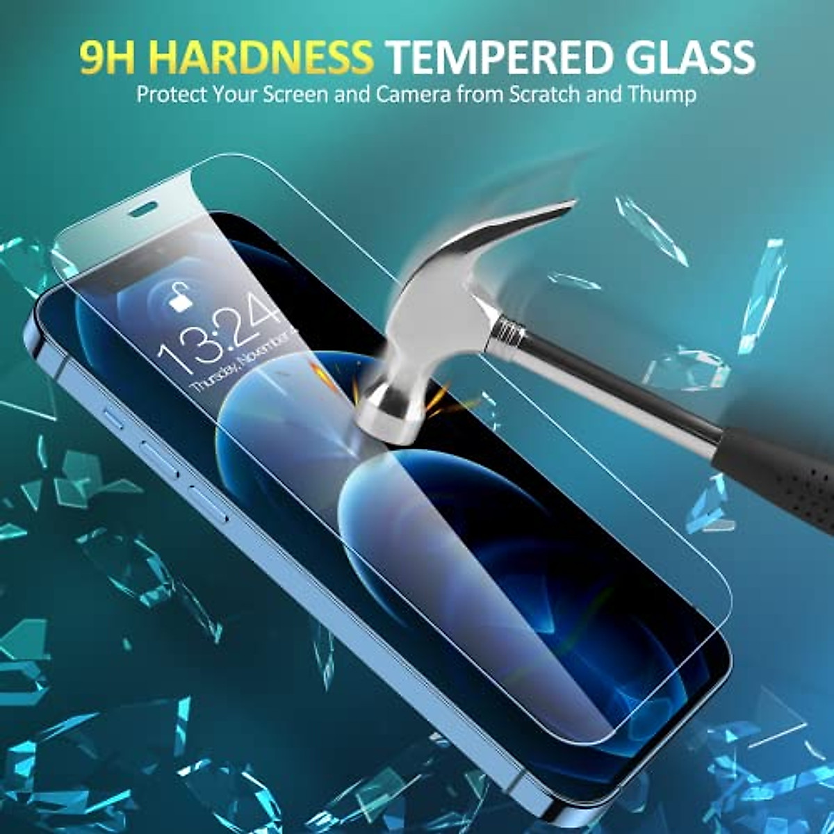 [3+3 Pack] Tempered Glass Screen Protectors and Camera Lens Protector for iPhone 12 Pro Max 6.7 inch, [Anti-Scratch], [9H Hardness], [Anti-Fingerprint], [Easy Install], [Bubble Free], [Ultra-Thin]