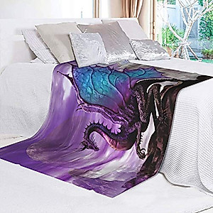 JASMODER Purple Dragon Throw Blanket Warm Ultra-Soft Micro Fleece Blanket for Bed Couch Living Room