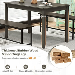 Giantex Dining Table for 4 People, 48” x 29” Kitchen Table with Wood Legs, Rectangular Dinner Table for Small Space, Apartment, Living Room, Dinette Table, Load 330 Lbs, Dining Room Table (Grey)