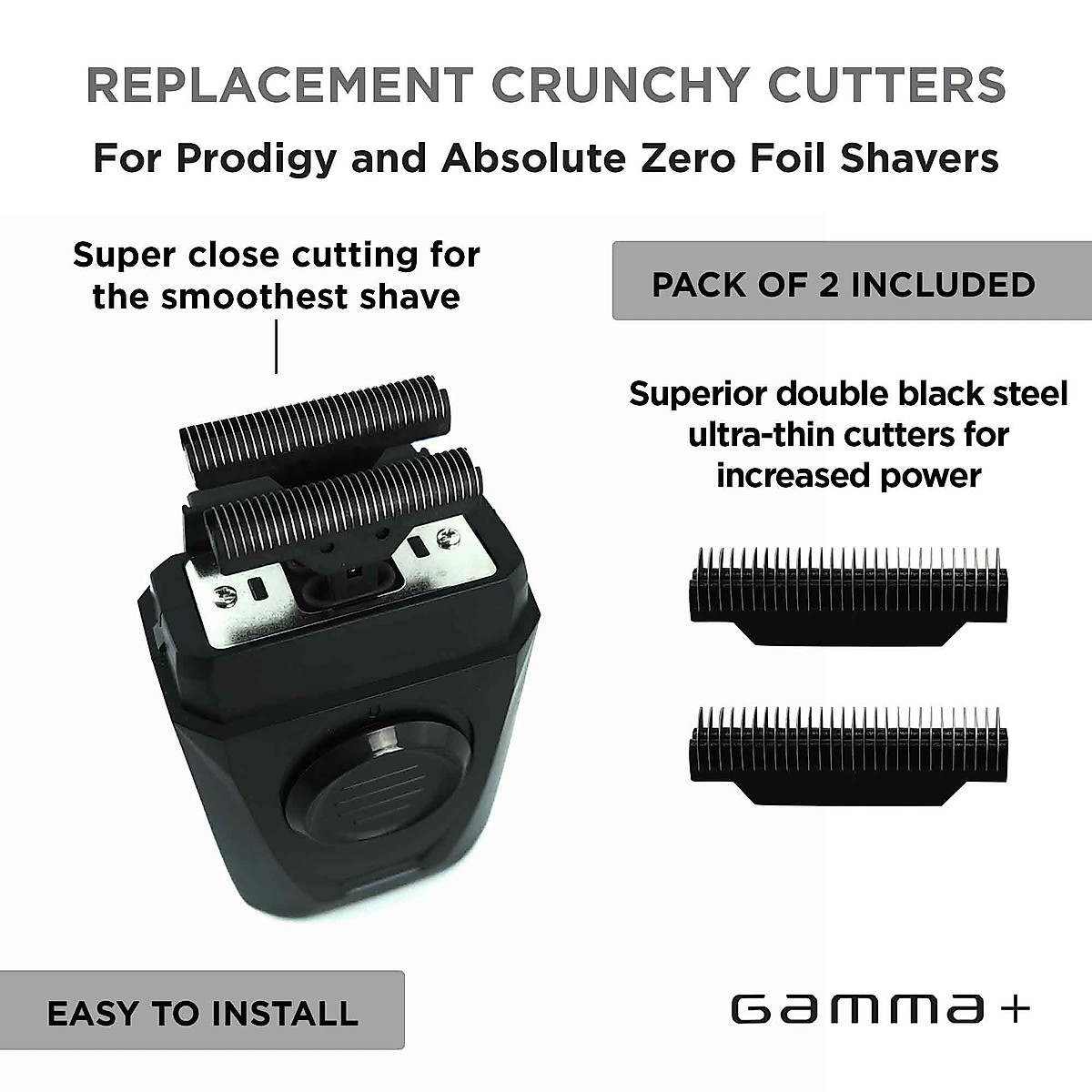 GAMMA+ Replacement Set of 2 Crunchy Cutters fits Gamma+ Prodigy and Absolute Zero Shavers