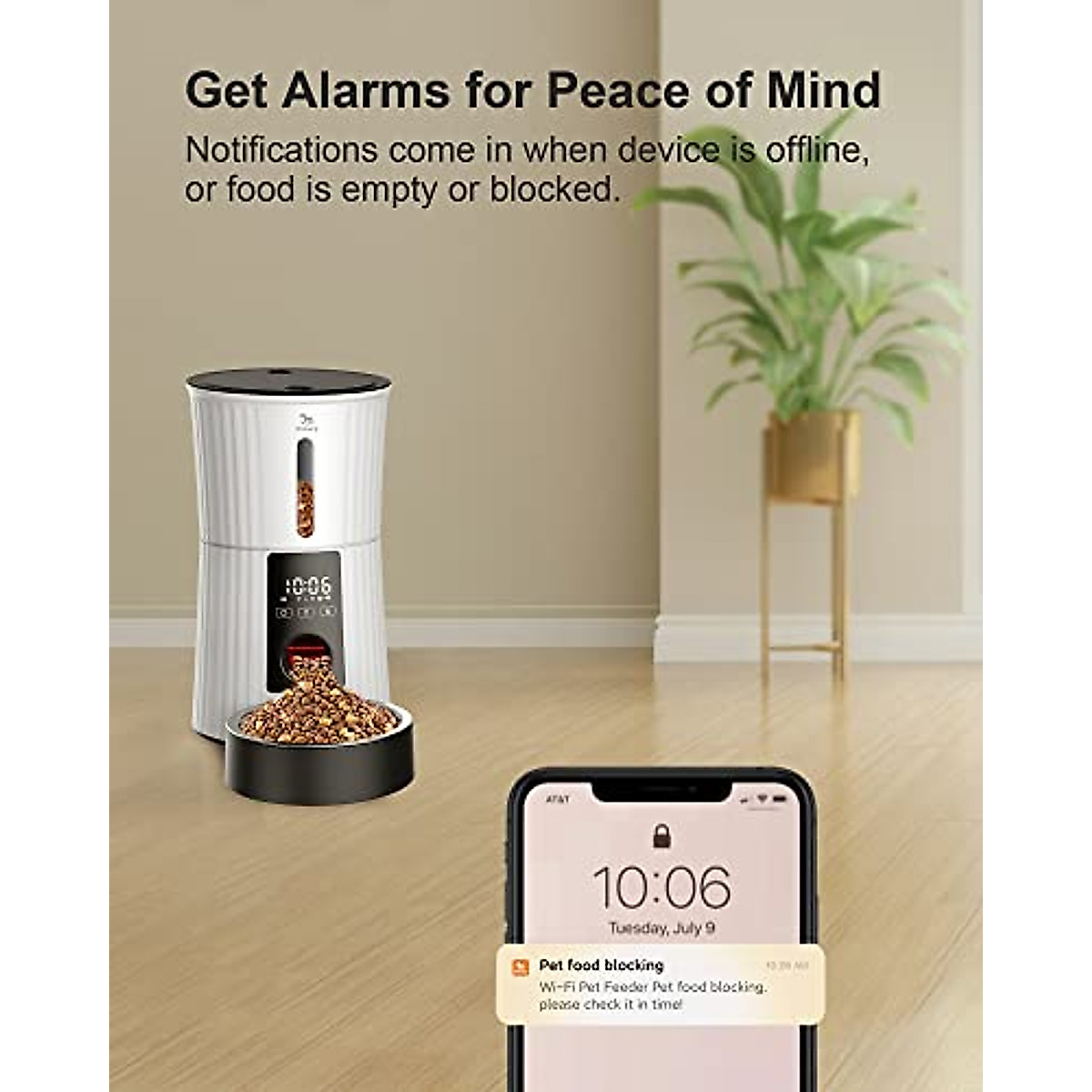 Petory Automatic Cat Feeders Wi-Fi - 4L Dry Food Dispenser for Cats and Dogs 10 Meals per Day Smart Pet Feeder with Desiccant Bag Dual Power Supply 10S Voice Recorder