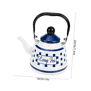 LABRIMP Enamel Steel Handle Pot Retro Espresso Machine Induction Stovetop Teakettle Teapot Whistling Tea Pots Camping Coffee Pot Flute Kettle Applique Household Enamelled Steel