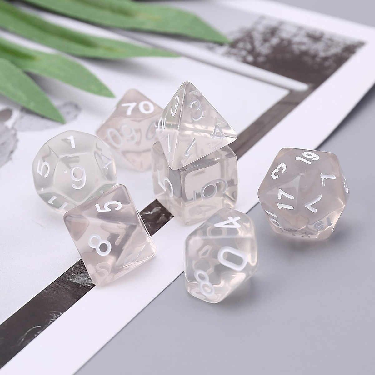 7Pack of Transparent Color D4 D6 D8 D10 D12 D20 Polyhedral Dice for Dungeons and Dragons DND RPG Table Games P