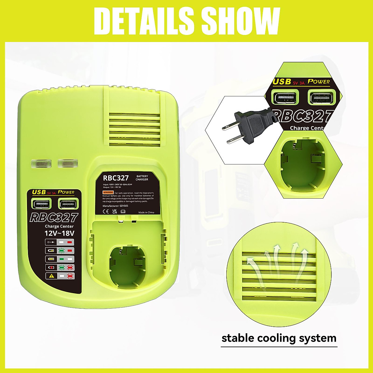 VANON Upgrade to 18V 6.5Ah P108 Battery + P117 Fast Charger Dual Chemistry IntelliPort Replacement for Ryobi 18Volt Battery and Charger Lithium ion Batería Combo Pack