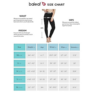 BALEAF Black Leggings Girls Dance Tights Yoga Pants with Pocket Preppy Clothes Kids Teen Running Athletic Workout Ballet Size 10-12