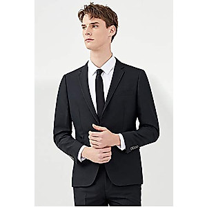 AUSKY Pre-tied Adjustable Zipper Skinny necktie,2.35'' Clip on Slim Solid Black Ties for men or boys (6CM)