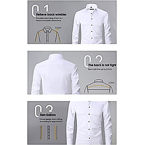HOTIAN Men's Slim Fit Dress Shirt Spread Collar Tuxedo Shirt Button Down Solid Color (Light Green,Medium)