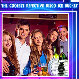 Hoolerry 11L Disco Ice Bucket Disco Party Champagne Ice Bucket Mirror Ball Themed Beer Bucket Retro 70s 80s 90s Theme Disco Party Accessories for Wine Beer Champagne Cooler