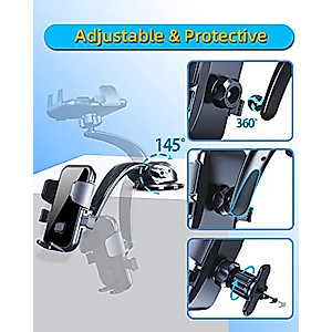 Upgraded Phone Mount for Car,[Easy One Touch Button] Car Phone Holder Mount for Dashboard Windshield Air Vent,Car Accessories for iPhone, All iOS & Android Cell Phone Gifts for Men