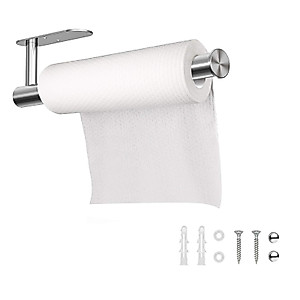 Adhesive Paper Towel Holder, No Drilling Paper Tower Rack, Stainless Steel Rust-Proof and Durable, Suitable for Kitchen, Bathroom, 11.8 inch, Gold