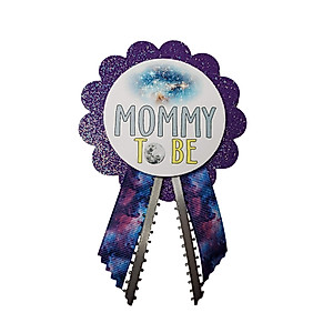 2 Mommy & Daddy to Be Button Pins Galaxy Baby Shower It's a Girl Boy for parents to wear, Purple Glitter Sprinkle