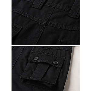 TRGPSG Men's Wild Cargo Pants, Camo Pants Cotton Casual Work Hiking Pants with 8 Pockets(No Belt) 5337 Black 32