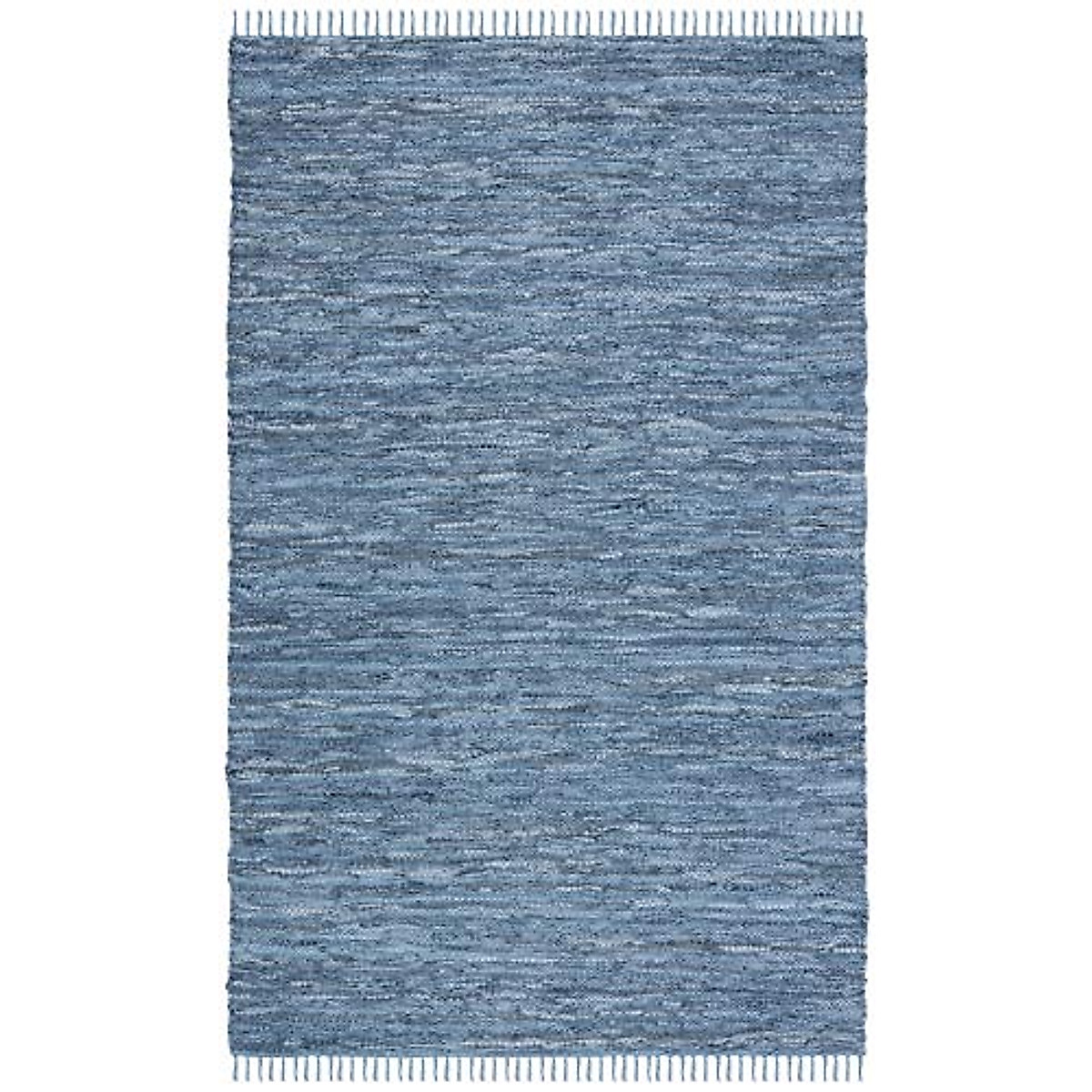 SAFAVIEH Vintage Leather Collection 8' x 10' Blue/Grey VTL501M Handmade Boho Fringe Leather Area Rug