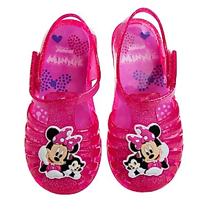 Disney Girls Favorite Characters Jelly Sandals - Ballet Summer Slides Beach Water Slip On, Pink Glittler (7 Medium, Toddler)