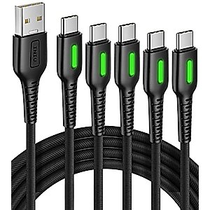 INIU USB C Cable, [5 Pack 3.1A] QC 3.0 Fast Charging USB Type C Cable, (3.3+3.3+6+6+10ft) Nylon Braided Phone Charger USB-C Cord for Samsung Galaxy S21 S20 S10 Plus Note 10 LG Google Pixel Moto etc