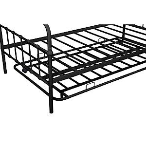 Twin Metal Daybed Frame with Trundle,Heavy Duty Steel Slat Support Space Saving Bed Sofa,Bedroom Living Room Furniture,Black