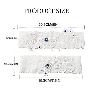 Yikisdy Wedding Bridal Lace Garters White Garter Set Floral Bride Leg Garter Stretch Garter Belt Accessories for Women and Girls (Pack of 2)