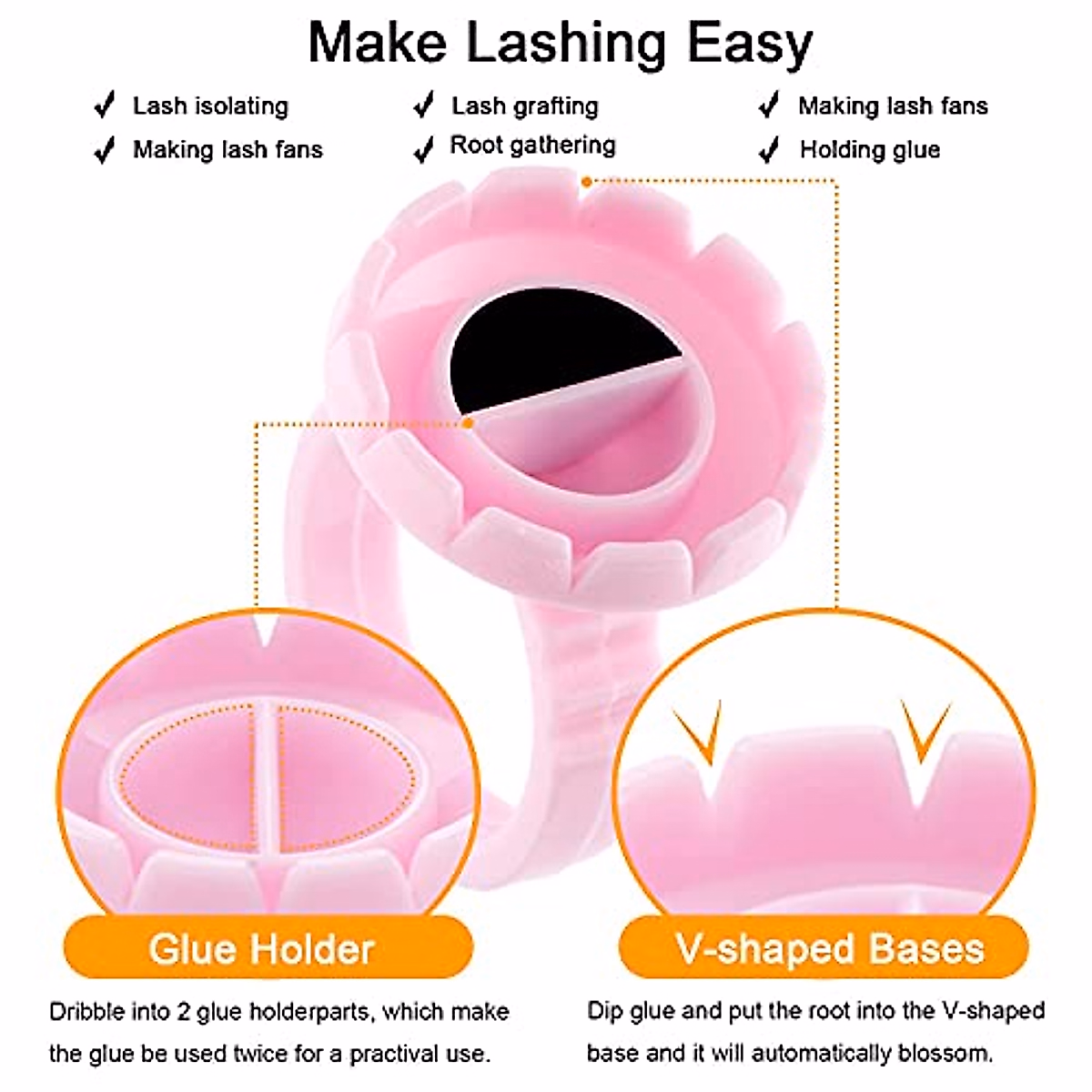 Lash Extensions Supplies,100PCS Glue Rings, Lash Glue Holder for Volume Lashes Fan, Lash Glue Ring Cup for Eyelash Extension Supplies, Supplies Lashes