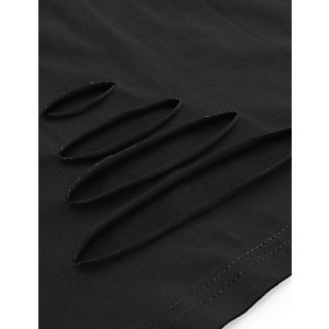 SweatyRocks Women's Summer Short Sleeve Tee Distressed Ripped Crop T-shirt Tops Black M