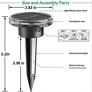 TIJNN Solar Humidity Test Lights -8 Pack, Soil Moisture Monitoring, Automatic Switch IP65 Waterproof Sealing Structure, Suitable for Garden Landscape Decoration Buried Path Lights