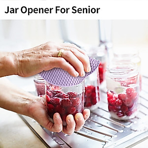 4pcs Jar Opener Gripper Pads-Clearance, Silicone Rubber Bottle Lid Opener, Strong Grip Pad Set Opening Cans, Jars, Bottle lid Cap, for Seniors with Arthritis Weak Hands Kitchen Coaster (Purple)