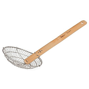 Helen's Asian Kitchen Helen Chen’s Asian Kitchen Stainless Steel Spider Natural Bamboo Handle, 5-Inch Strainer Basket, Wood