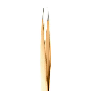 Rubis Stainless Steel Pointed Tweezers for Precise Eyebrows and Hair Removal, 1K003, Made in Switzerland, Gold