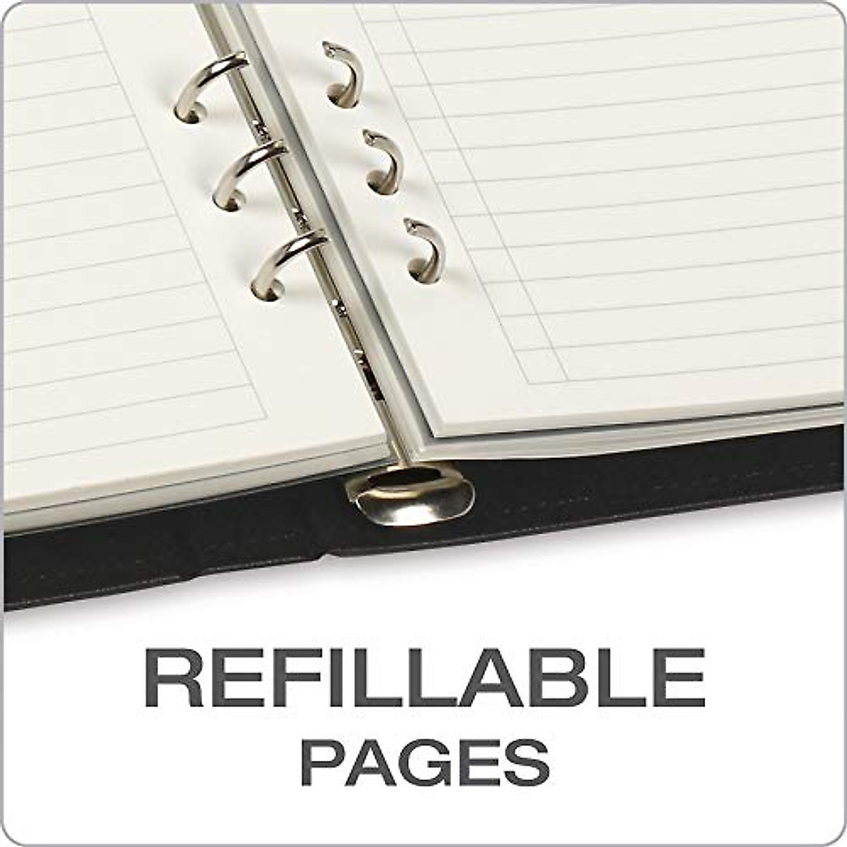 Oxford 6-Ring Professional Notebook, 7 x 9 Inch, Refillable Notebook, Ivory Paper, 100 Sheets, Black Faux Leather Cover (90004)