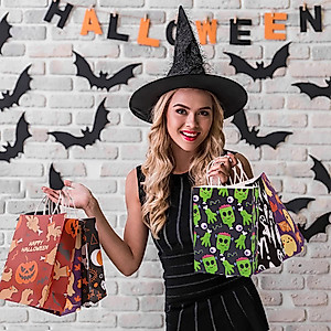 XIMISHOP 24PCS Halloween Kraft Gift Goodies Paper Bags Bulk with Handles for Halloween Party Favors