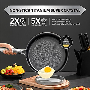 Sunhouse Titanium-Coated Tri-Ply Stainless Steel Pan, Non-Toxic, PFAS PFOA & PTFE Free, Oven Safe, Compatible with All Cooktops (10 inch)