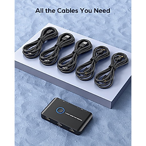 KVM Switch HDMI 2 Port Box,ABLEWE USB and HDMI Switch for 2 Computers Share Keyboard Mouse Printer and one HD Monitor,Support UHD 4K@60Hz,with 2 USB Cable and 2 HDMI Cable