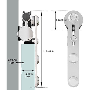 CCJH 5FT Stainless Steel Sliding Barn Door Hardware Track Kit Heavy Duty for Single Wood Door (Round Shape Hanger)