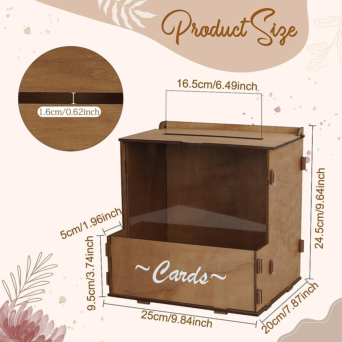 Aytai DIY Rustic Wedding Card Box with Lock and Card Sign Wooden Gift Card Box Money Box for Reception Wedding Anniversary Baby Shower Birthday Graduation Party Decorations