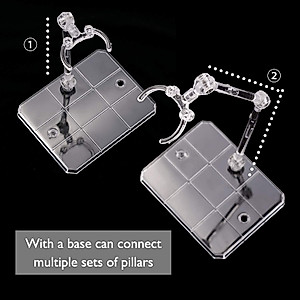 Migaven Action Figure Stand, 10pcs Assembly Action Figure Display Holder Base Doll Model Support Display Stand Compatible with HG RG SD SHF Gundam 1/144 Toy Clear