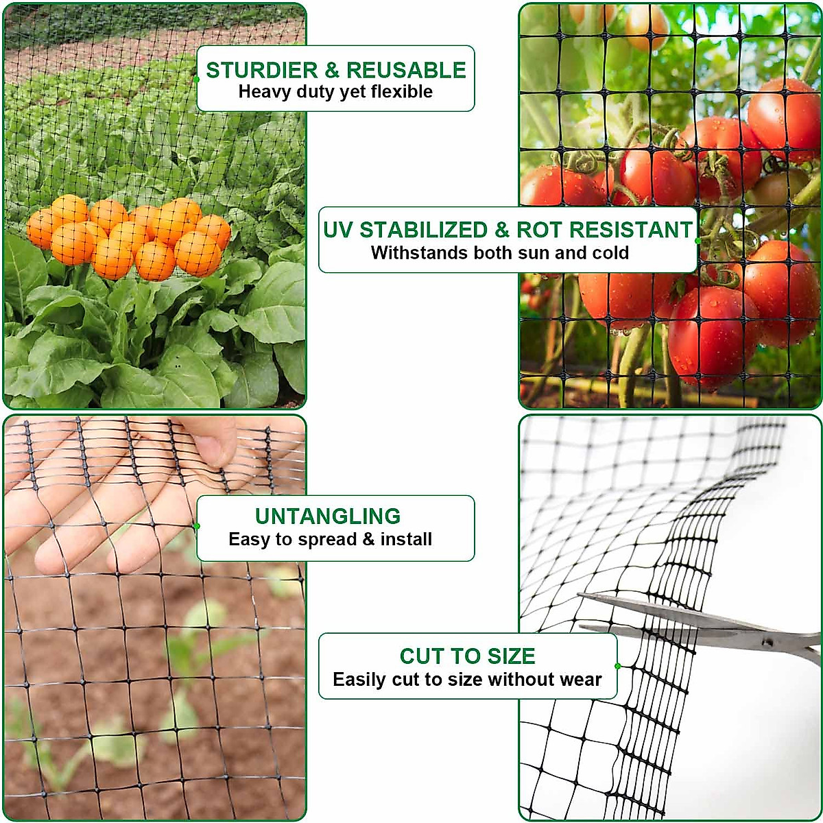 Mklsit Deer Netting Fence, 8ft x 100ft Bird Netting Heavy Duty Garden Netting for Garden Protection Fruit Trees Vegetable Plants Against Birds, Deer and Other Animals