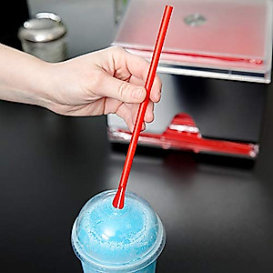 300 Wrapped Red Plastic Spoon Drinking Straws 10.25", Disposable, Individually Wrapped, BPA Free, Food Safe [300 Pack]