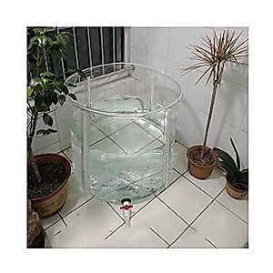 zklaseot Pool Above Ground Transparent Pool, Fish Pond Circular with Bracket Thickened PVC for Garden Water Storage Agricultural Irrigation Swimming Pool (Color : Clear, Size : 1.2X0.65CM)