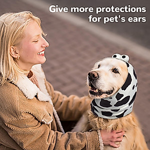 PUMYPOREITY Dog Ear Cover, Srtetchy Dog Noise Cancelling Ear Muffs, Dog Ear Protection, Cute Dog Bath Ear Covers, Dog Calming Hood, Dog Headband for Noise, Brown, L