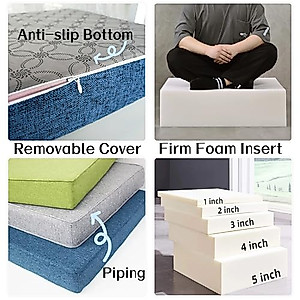 SINCERE Custom Sized Bench Cushion Pad, Bay Window Pillow, Seat & Back Cushion Replacement for Sagging Sofa, Couch Booster Foam Cushions Chair Pads, Indoor Outdoor Daybed RV Camper Van Cushions