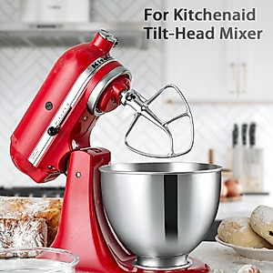 Stainless Steel Flex Edge Beater for KitchenAid Mixer, Fits Tilt-Head Stand Mixer Bowls For 4.5-5 Quart Bowls, Kitchenaid Paddle Attachment by ABTER