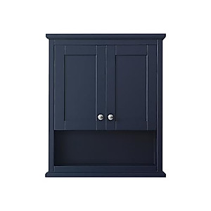Wyndham Collection Avery Over-The-Toilet Bathroom Wall-Mounted Storage Cabinet in Dark Blue with Polished Chrome Trim