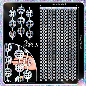 Blosssound 2 PCS Disco Cowgirl Bachelorette Decorations Glitter Disco Ball Foil Fringe Curtains for Disco Cowgirl Western Cowboy Lets Go Girls Last Rodeo Bachelorette Birthday Party(Iridescent)