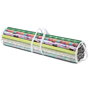 Whitmor Gift Wrap Organizer 41 Inch, Clear/White