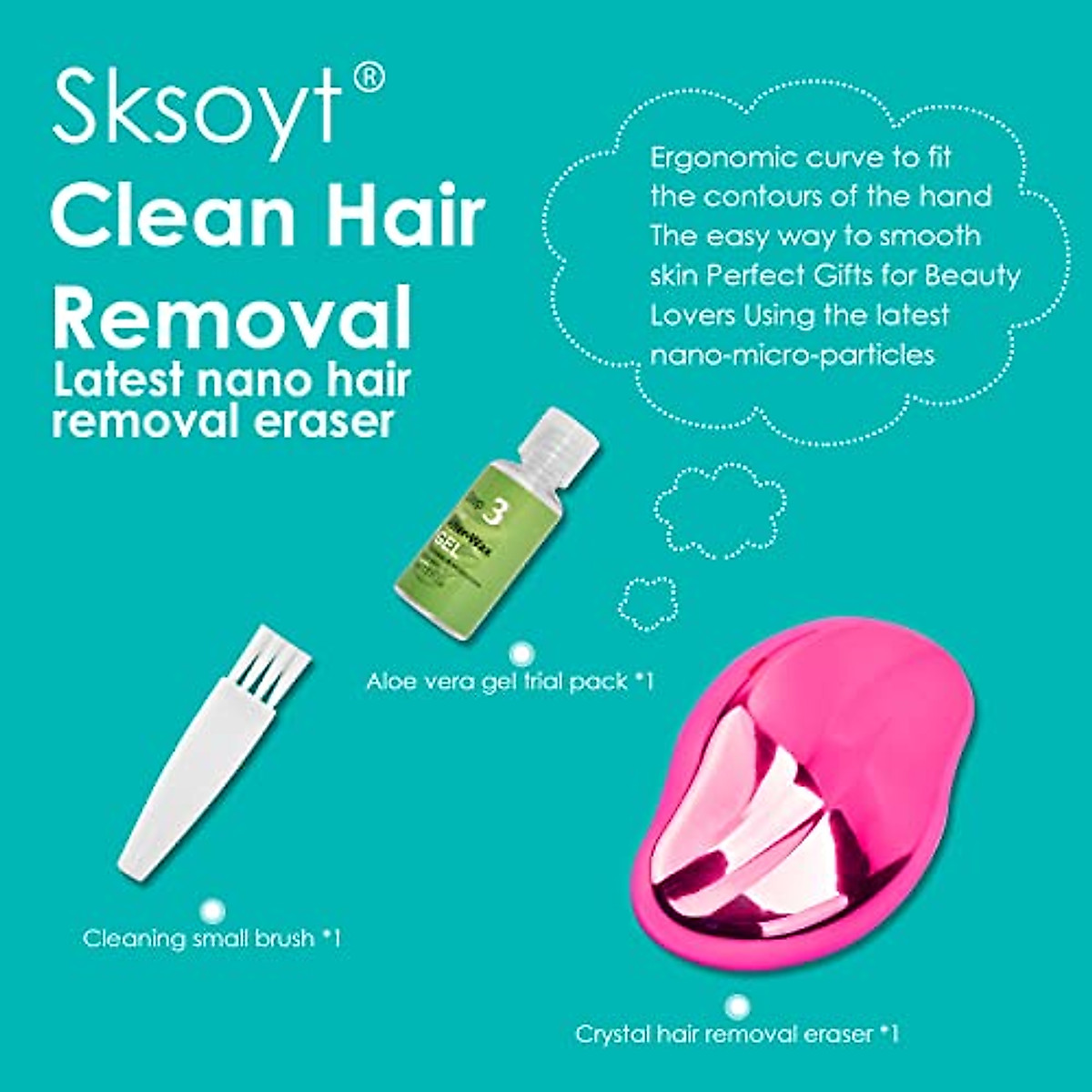 SKSOYT Upgraded Nano Crystal Hair Eraser for Women and Men Magic Crystal Hair Remover with Gentle Skin Exfoliation Easy to Use Works for Arms, Back & Legs Perfect Gift(Rose Red)