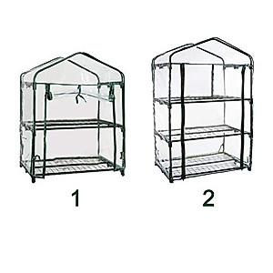 QOONESTL 2/3 Tier Mini Greenhouse with Clear Cover, Replacement Heavy Duty Waterproof PE/PVC Greenhouse Cover, Garden Plant Cover for Gardening Plants Protection
