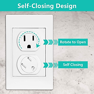 Outlet Covers (38 Pack) Child Proof Outlet Plug Covers Self-Closing Design Swivel Baby Proof Outlet Covers Durable ABS Plastic Electrical Outlet Protectors for Baby Upgraded Adhesive Installation