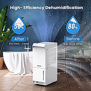 Vellgoo 3,200 Sq.Ft Energy Star Dehumidifier for Basement with Drain Hose, 36 Pint DryTank Dehumidifiers for Large Room, Suit for Garden Hose, Intelligent Humidity Control, 24H Timer White
