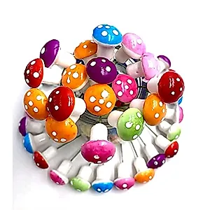 Aliotech 50 Pieces Assorted Color Mini Mushroom Miniatures Artificial Garden Fairy Bonsai Plant Pot Resin Craft Decoration for Home DIY Micro Landscape Decor (Assorted Color)