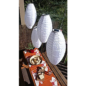 Allsop Home and Garden Soji Pod White, LED Outdoor Solar Lantern, Handmade with Weather-Resistant UV Rated Fabric, Stainless Steel Hardware, Chinese Style Light, 1-Count